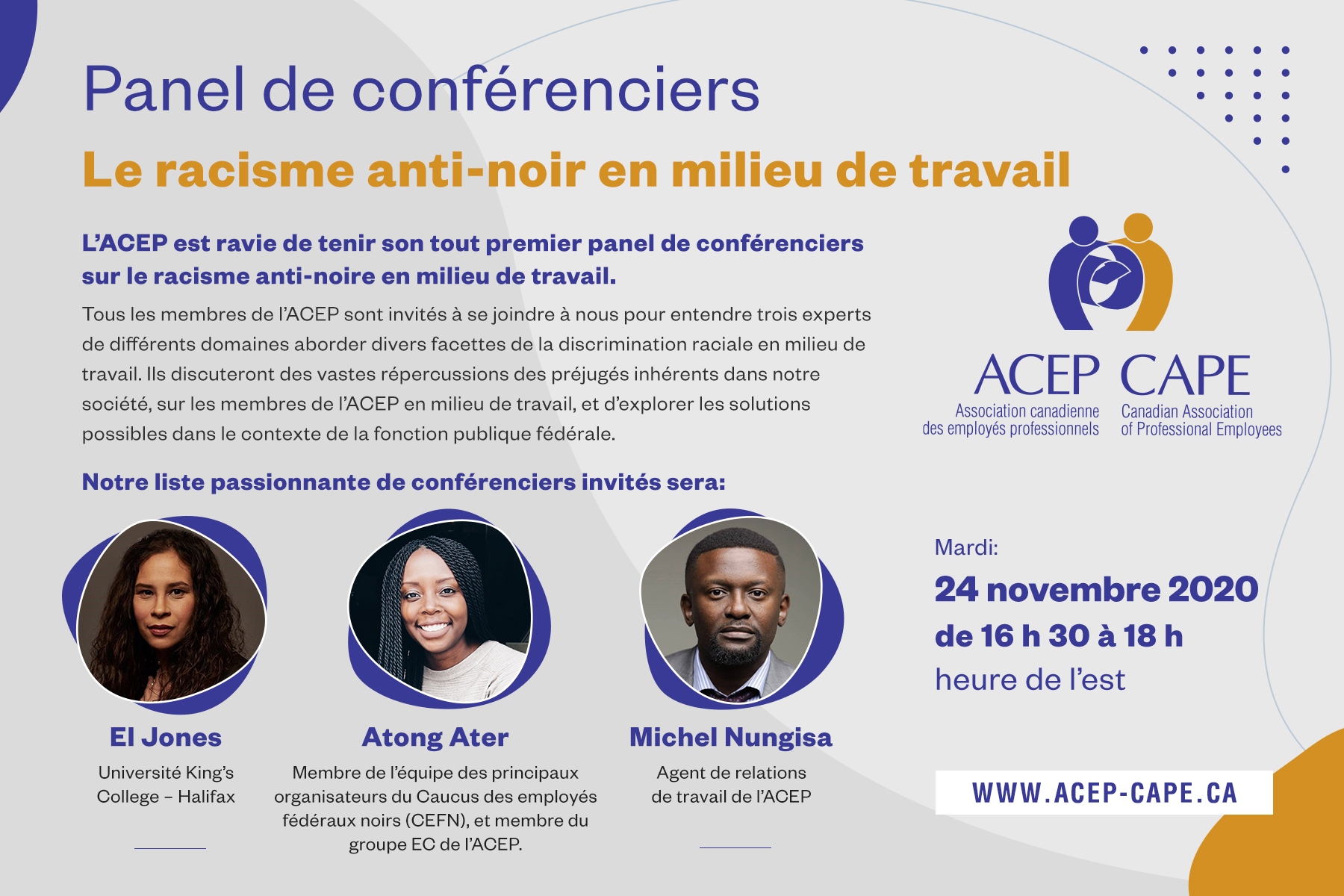 PANEL DES CONFÉRENCIERS: Le racisme anti-noir en milieu de travail | CAPE